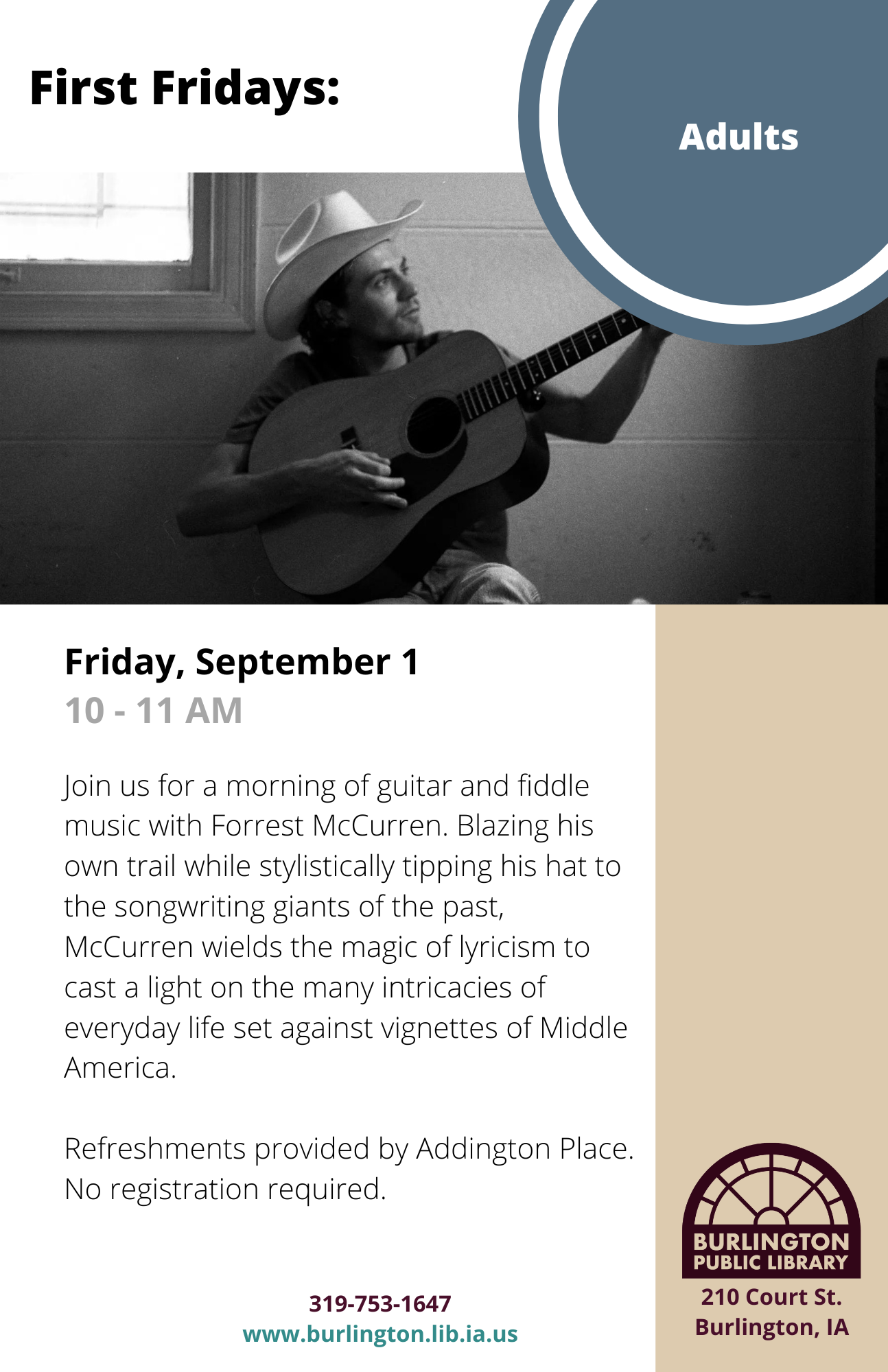 First Friday: Guitar & Fiddle Music :: Burlington Public Library